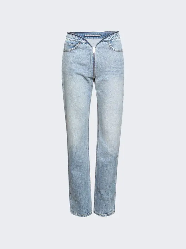 Alexander Wang Dipped V Zip Waistband Straight Leg Jean - Blue
