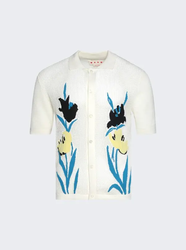 Marni Flower Mesh Cardigan - Ivory