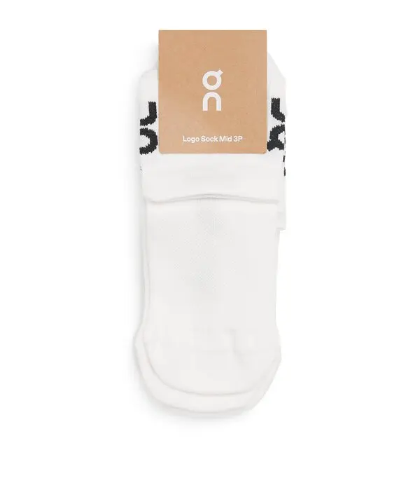 On Organic Cotton-blend Logo Mid Socks - White