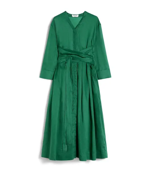 Max Mara Ramie Midi Shirt Dress - Green