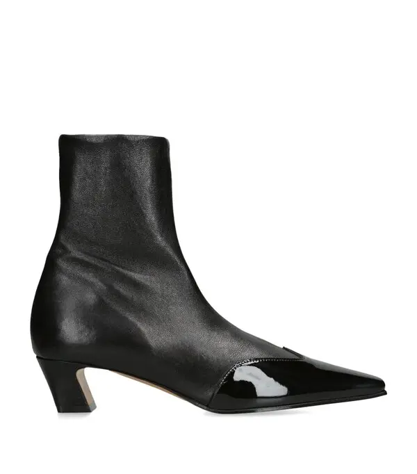 Khaite Leather Nevada Ankle Boots - Black