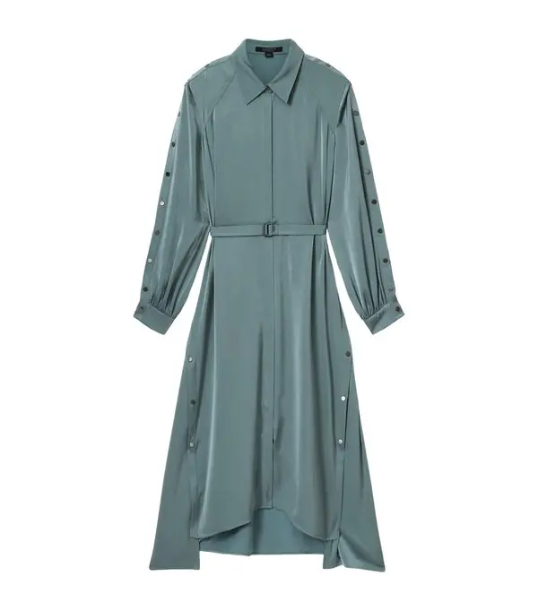 ALLSAINTS Satin Lexi Midi Shirt Dress - Blue