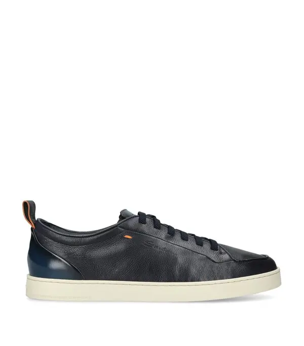 Santoni Leather Montecarlo Sneakers - Blue