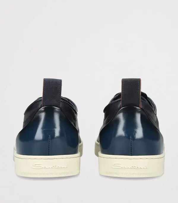 Santoni Leather Montecarlo Sneakers - Blue