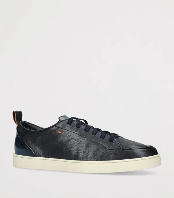 Santoni Leather Montecarlo Sneakers - Blue