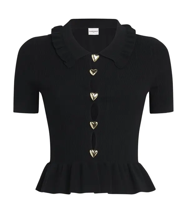 Claudie Pierlot Knitted Peplum Sweater - Black