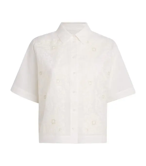 Claudie Pierlot Cotton-ramie Cross-stitch Shirt - White