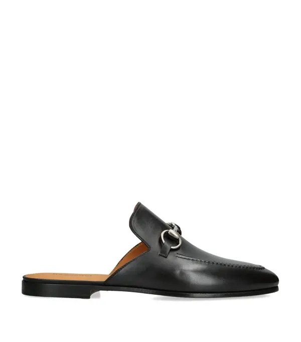 Magnanni Leather Horsebit Mules - Black