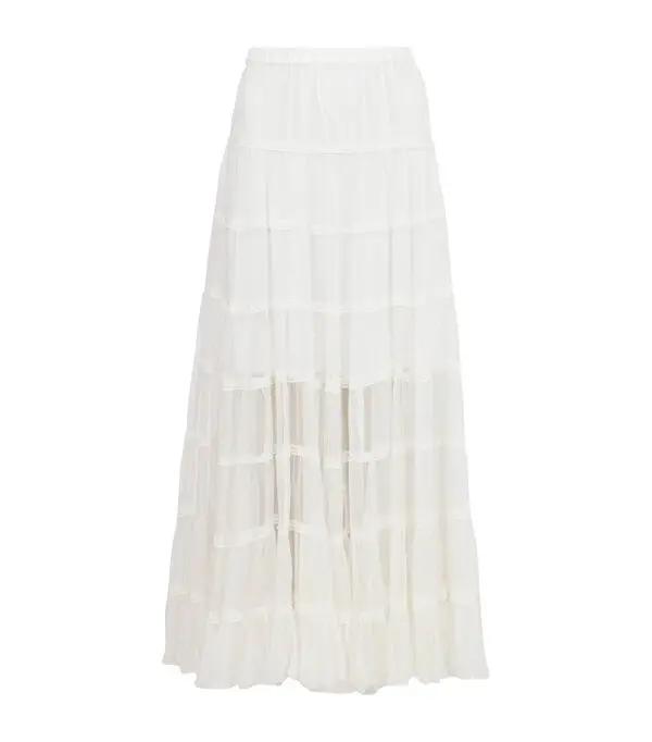 ALLSAINTS Eva Tiered Midi Skirt - White