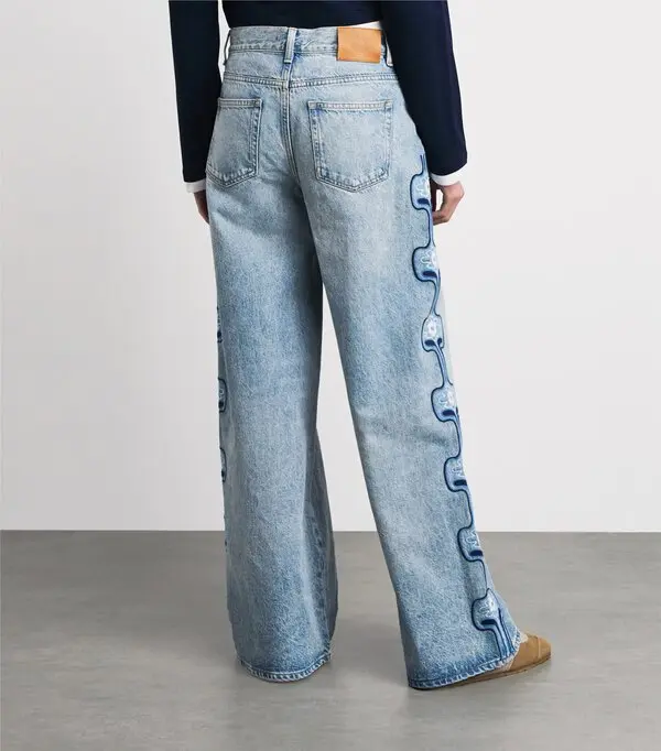 Maje Floral Embroidered Wide-leg Jeans