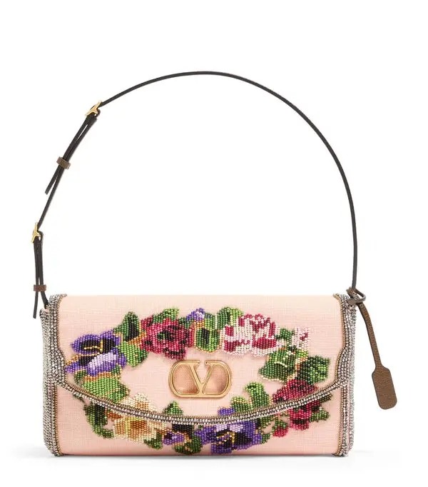 Valentino Garavani Small Beaded Devain Shoulder Bag - Pink