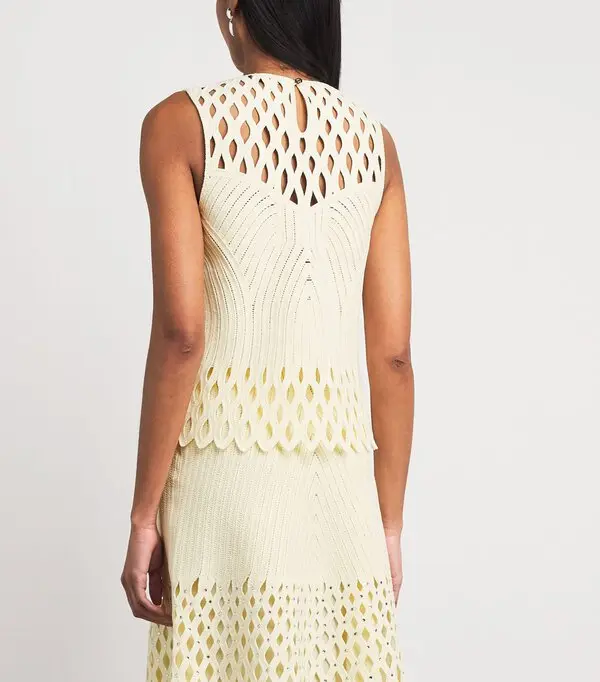 Maje Embellished Crochet Top - Yellow