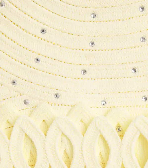 Maje Embellished Crochet Top - Yellow