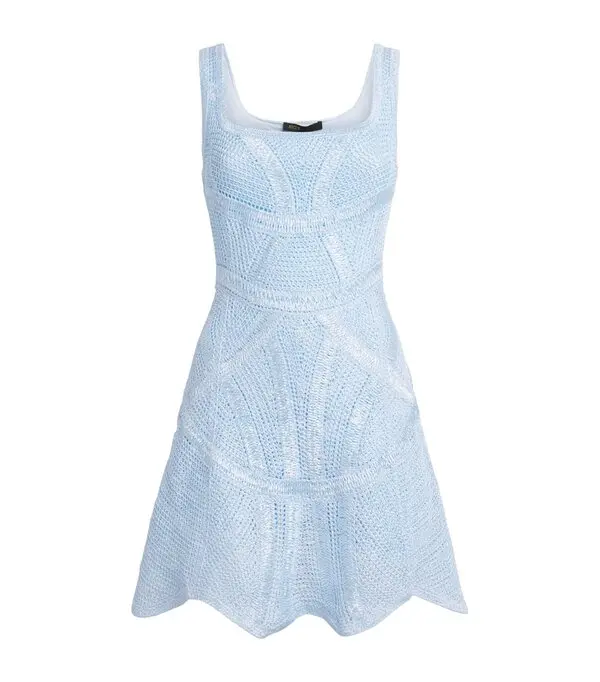 Maje Openwork Crochet Mini Dress - Blue
