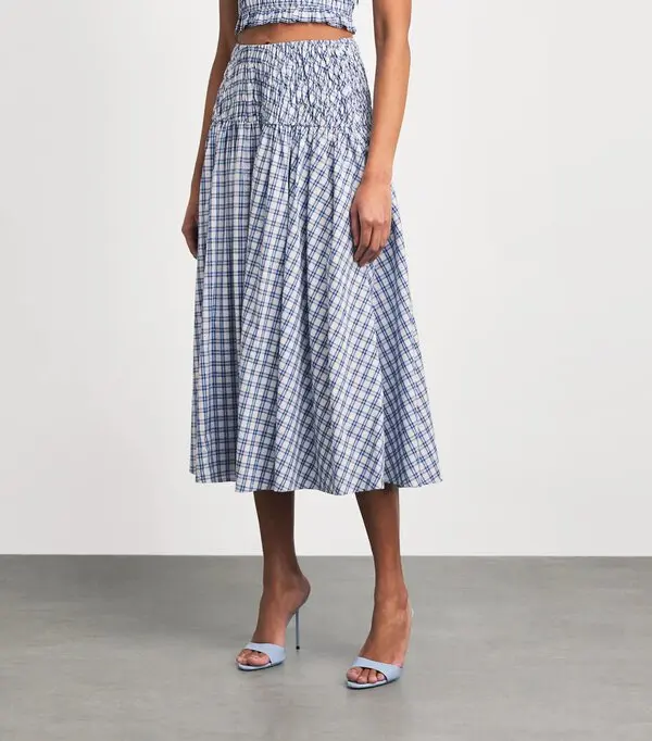 Maje Embellished Check Midi Skirt
