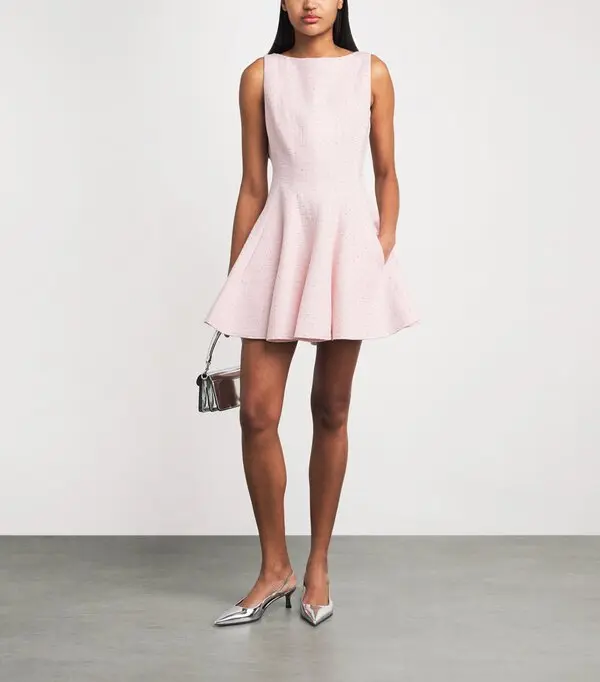 maje pink dress tweed Short flared tweed dress
