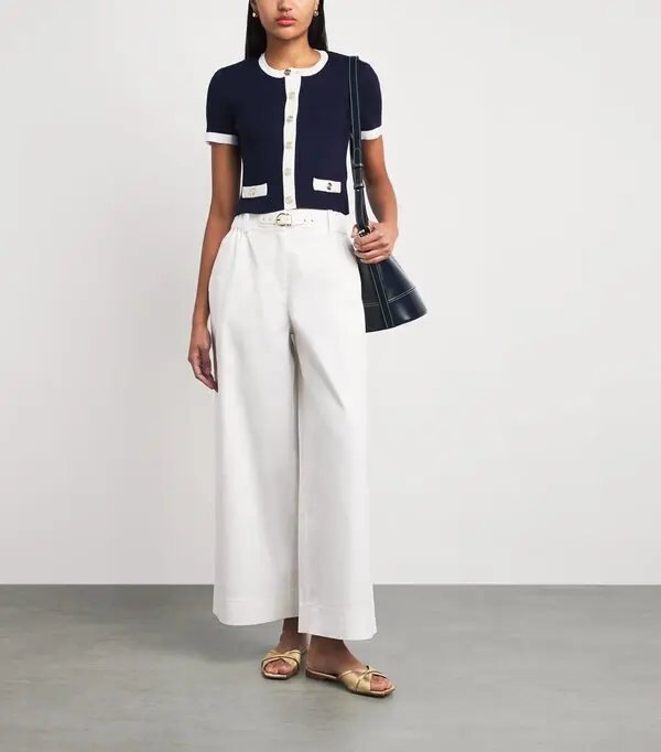 Maje Contrast-trim Cropped Cardigan