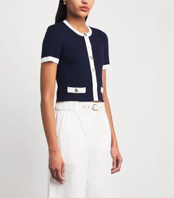 Maje Contrast-trim Cropped Cardigan