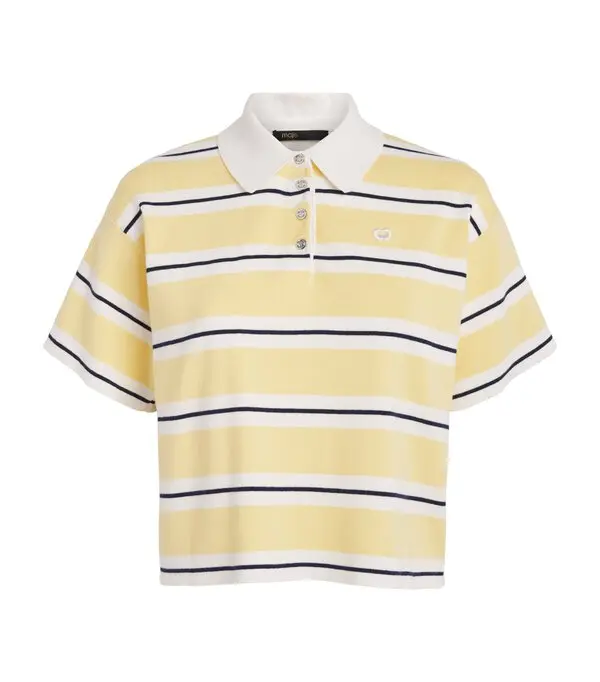 Maje Cotton-blend Striped Polo Shirt - Yellow