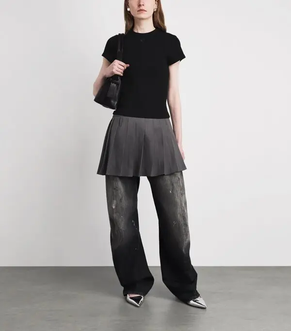 Maje Stretch-cotton Ribbed T-shirt - Black