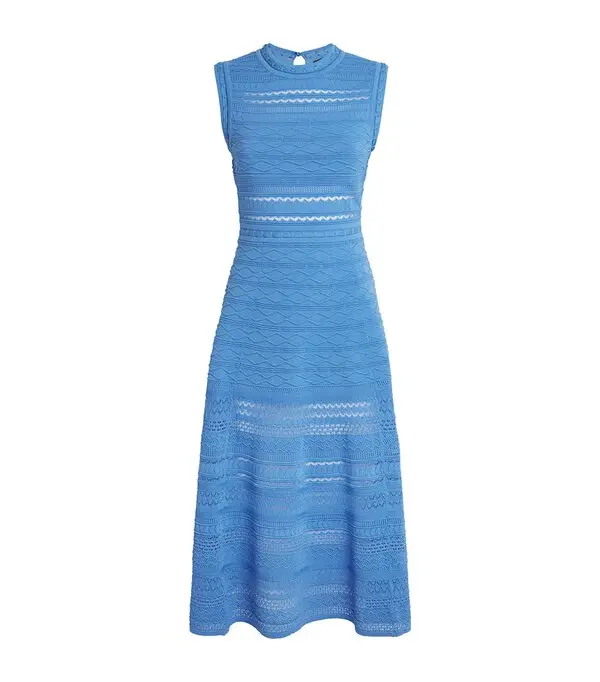 Maje Pointelle-knit Midi Dress - Blue