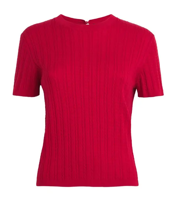 Maje Cotton-blend Cable Knit Sweater - Red