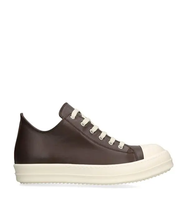 Rick Owens Leather Low-top Sneakers - Brown