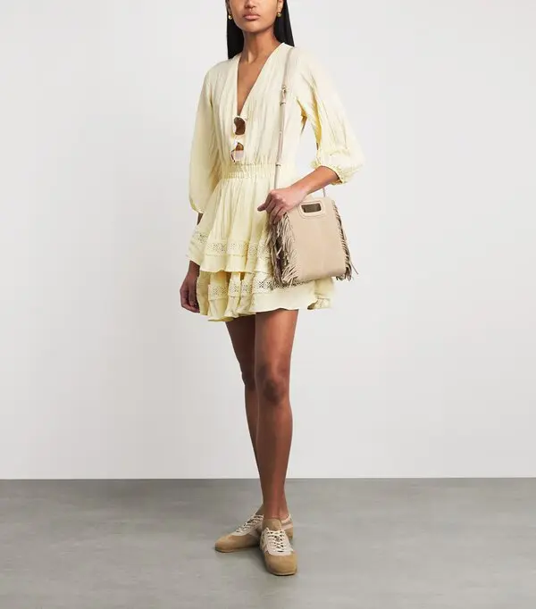 Maje Lace-trim Ruffled Mini Dress