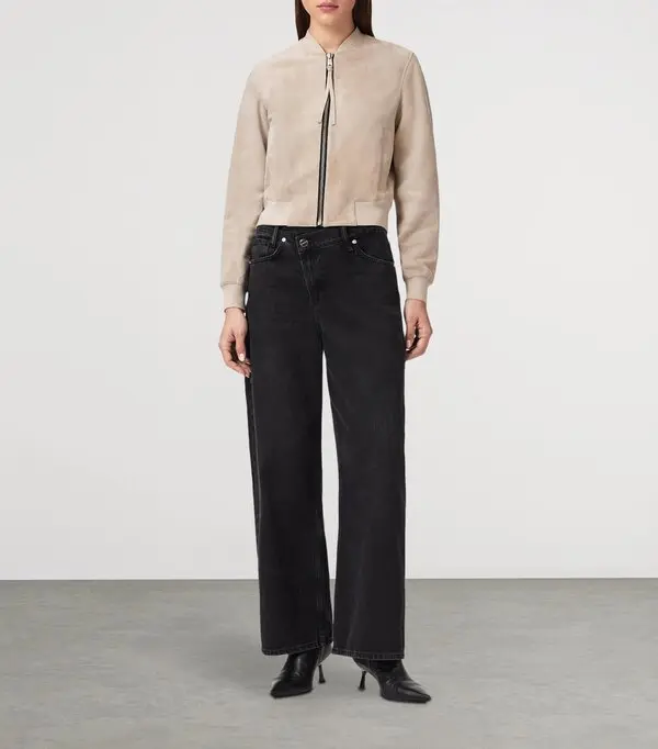 ALLSAINTS Suede Orten Bomber Jacket - Grey