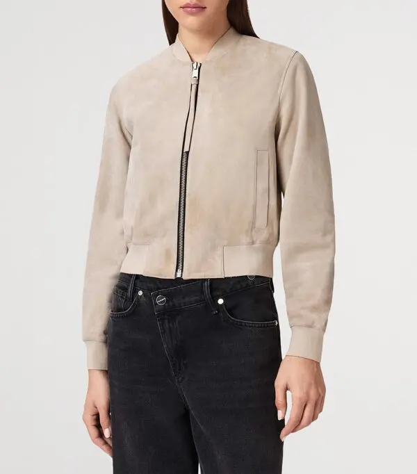ALLSAINTS Suede Orten Bomber Jacket - Grey