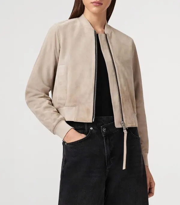 ALLSAINTS Suede Orten Bomber Jacket - Grey