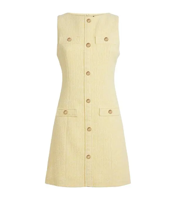 Maje Tweed Tailored Mini Dress - Yellow