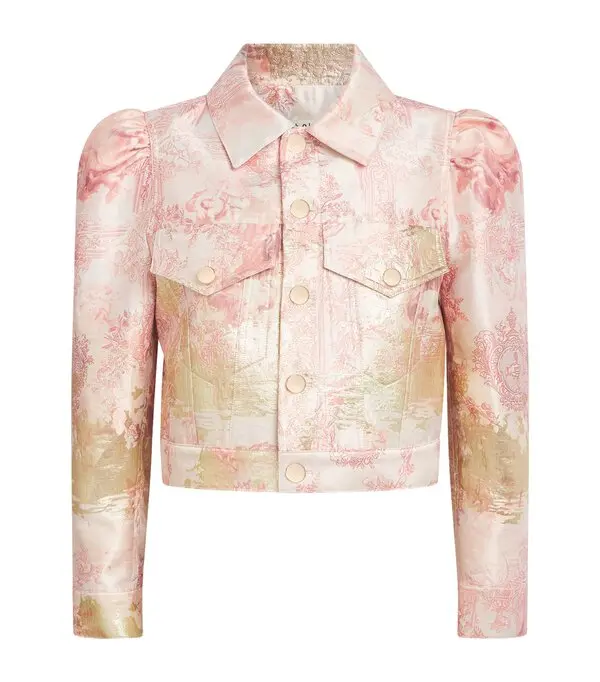 Alice + Olivia Jacquard Lana Cropped Jacket - Pink