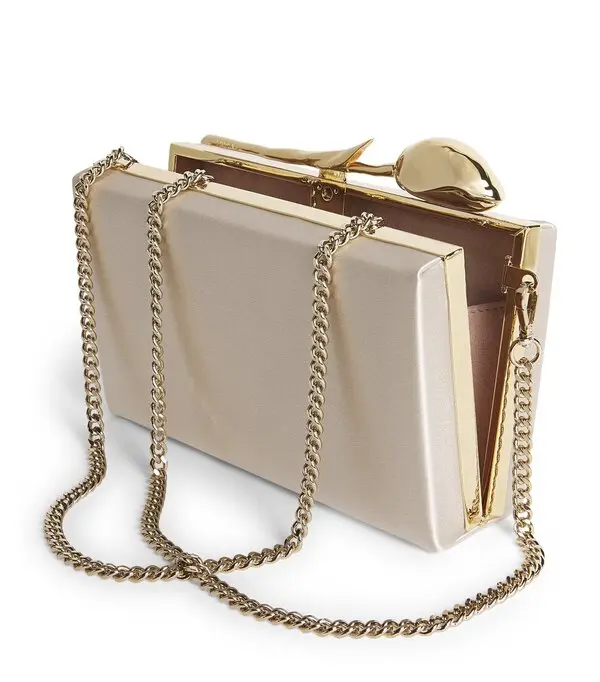Erdem Satin Bloom Clutch - Beige