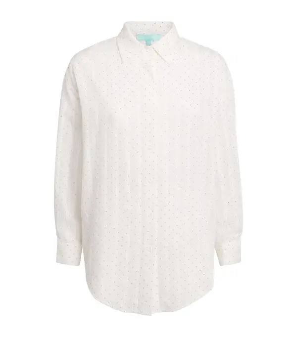 Melissa Odabash Cotton Diamanté Ziggy Shirt - White