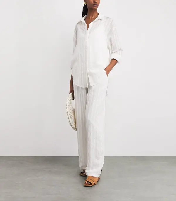 Melissa Odabash Cotton Diamanté Ziggy Shirt - White