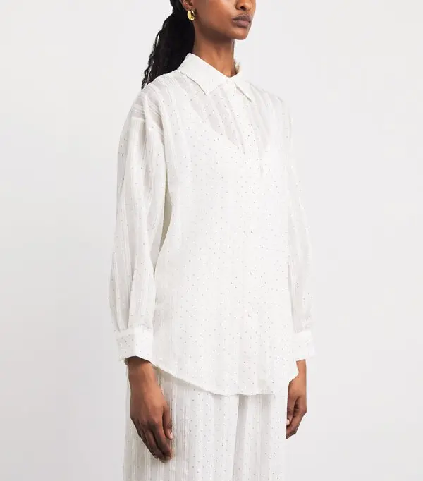 Melissa Odabash Cotton Diamanté Ziggy Shirt - White