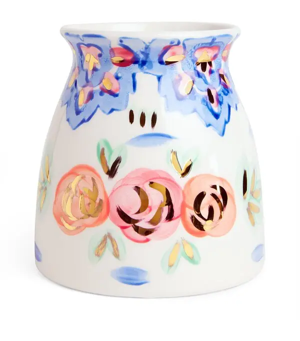JAYNE REDMOND Hand-painted Floral Vase - White