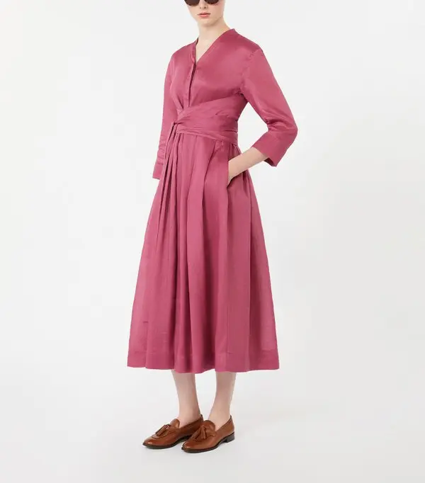 Max Mara Ramie Canvas Midi Shirt Dress