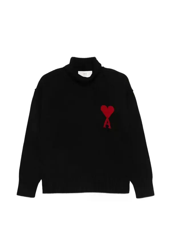 Ami Logo Turtleneck Sweater - Black