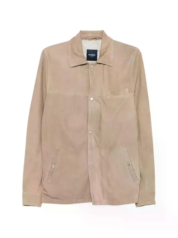 BARBA NAPOLI Buttoned Leather Jacket - Neutrals