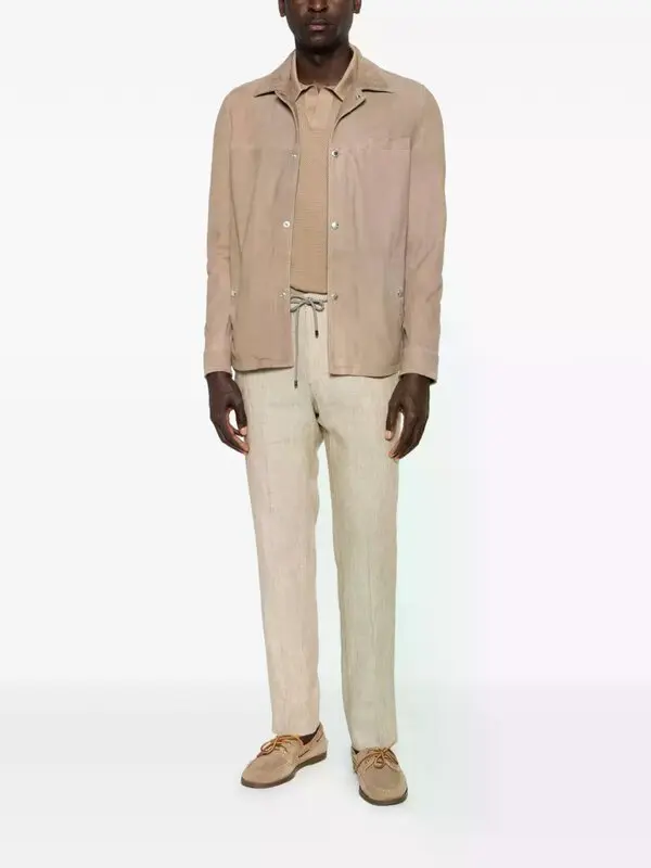 BARBA NAPOLI Buttoned Leather Jacket - Neutrals