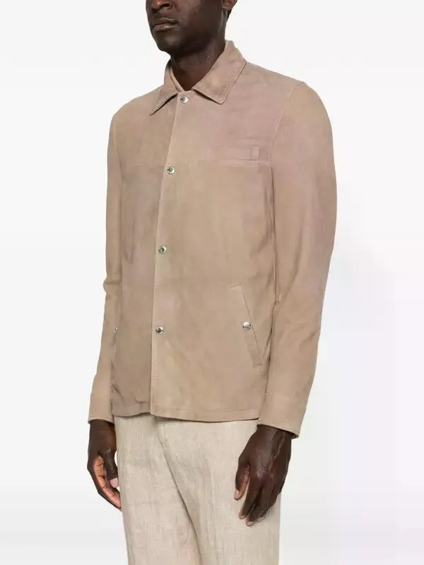 BARBA NAPOLI Buttoned Leather Jacket - Neutrals