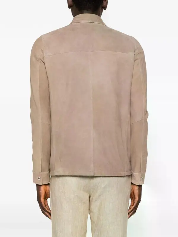 BARBA NAPOLI Buttoned Leather Jacket - Neutrals