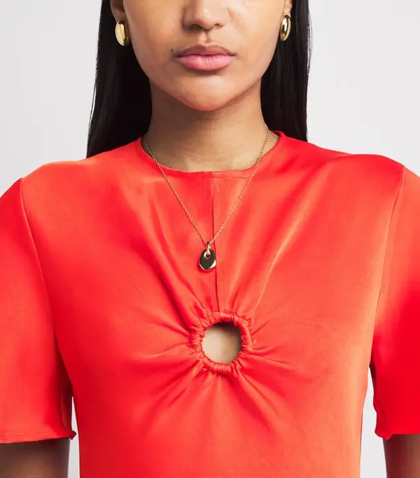 Claudie Pierlot Satin Midi Dress With Trumpet Sleeves - Yellow