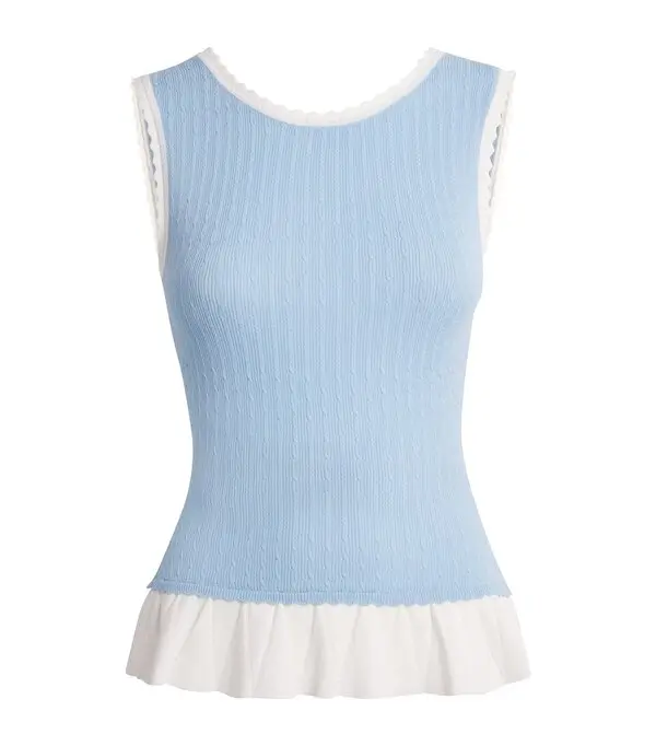 Claudie Pierlot Knitted Pointelle Tank Top - Blue
