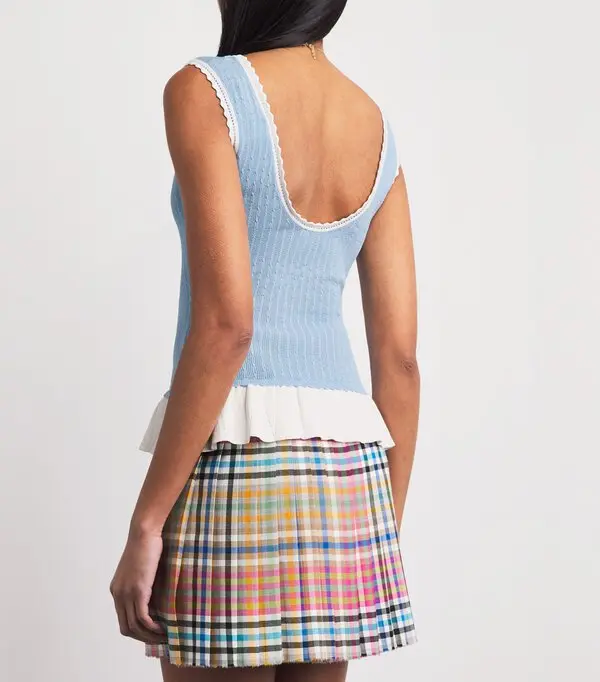 Claudie Pierlot Knitted Pointelle Tank Top - Blue