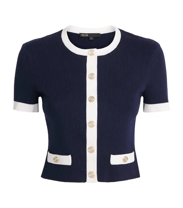 Maje Contrast Trim Cardigan