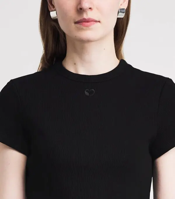 Maje Stretch-cotton Ribbed T-shirt - Black