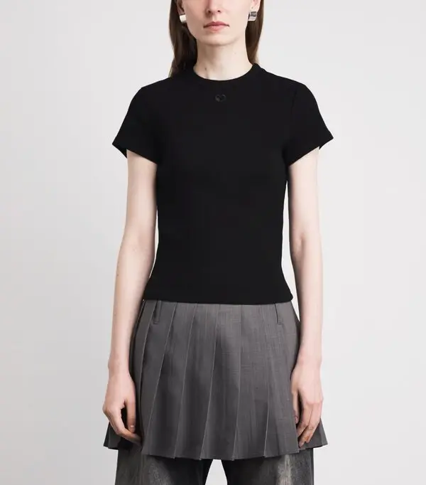 Maje Stretch-cotton Ribbed T-shirt - Black